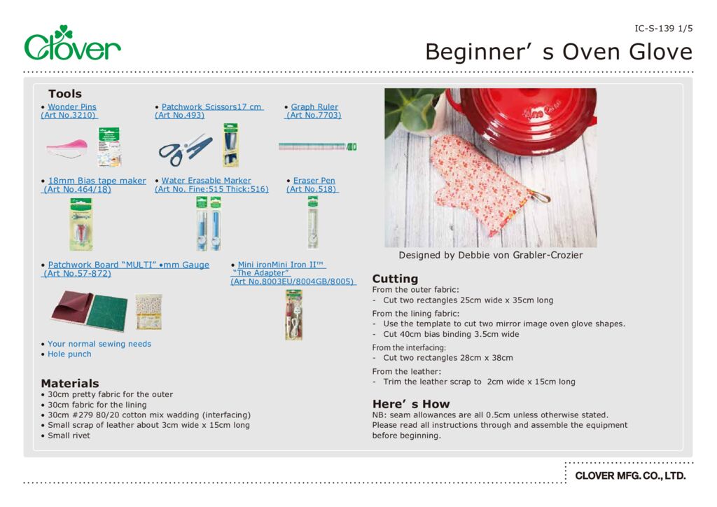 Beginner’s Oven Glove - Sewing / Patchwork - Projects - CLOVER